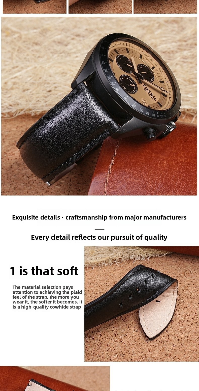 FOSSIL 20mm 22mm 24mm Gen 5/6 Smart Watch Leather Strap - Quick Release ...