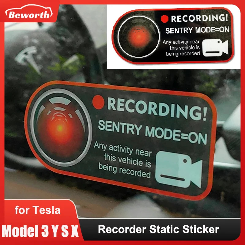 Sentry Mode Recorder Sticker For Tesla Model 3 X S Y Reminder Inner ...