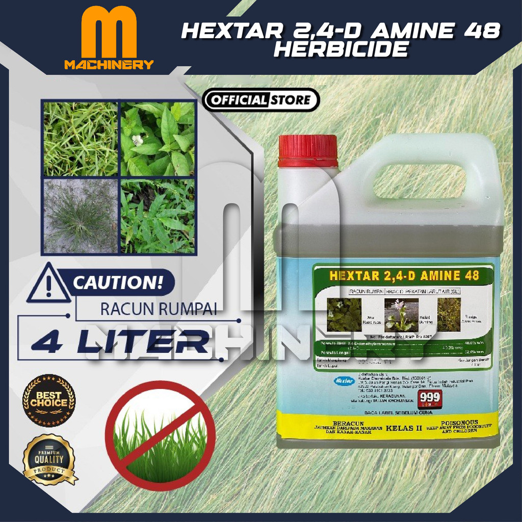M.Machinery 4 Liter Hextar 2,4-D Amine 48 Herbicide Racun Rumpai ...