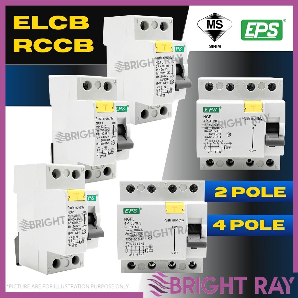 [SIRIM] EPS RCCB ELCB Circuit Breaker ELCB 63A 2 Pole MCB Pole RCCB 63A ...