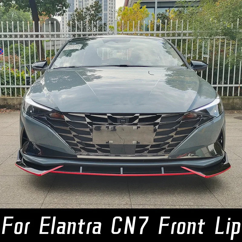 Front Bumper Splitter Lip Chin Spoiler BodyKit Diffuser Protector Guard For Hyundai Elantra CN7 ...