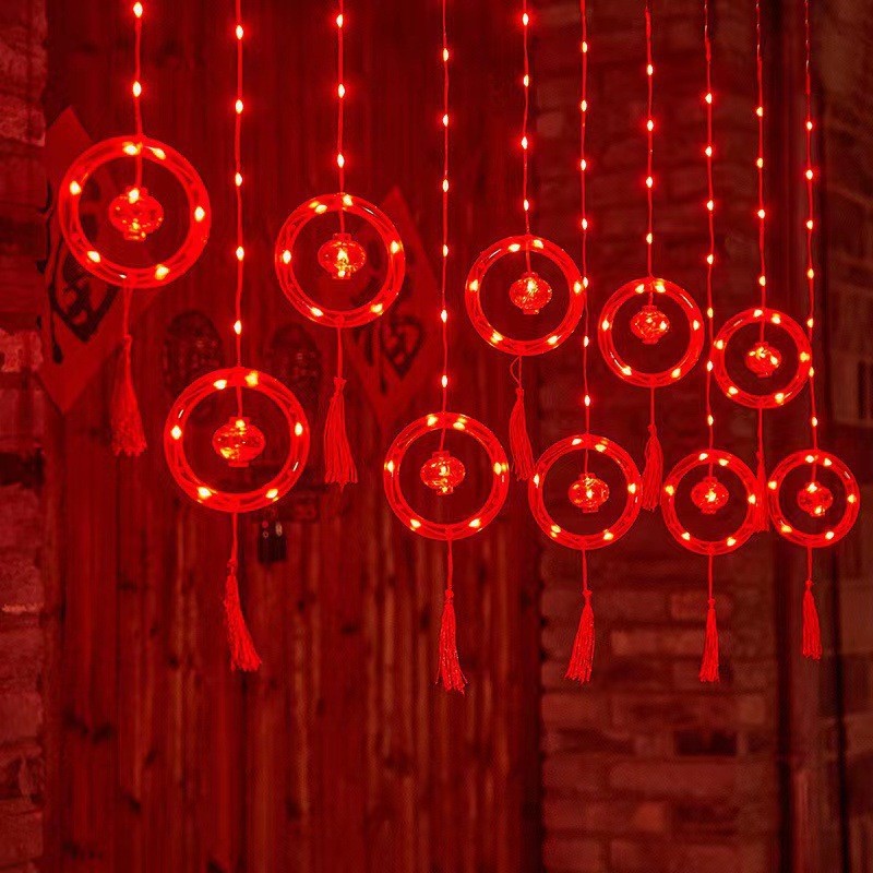 2025 CNY Decor Hanging Ornament Red Lantern Plug in LED Chinese Spring ...