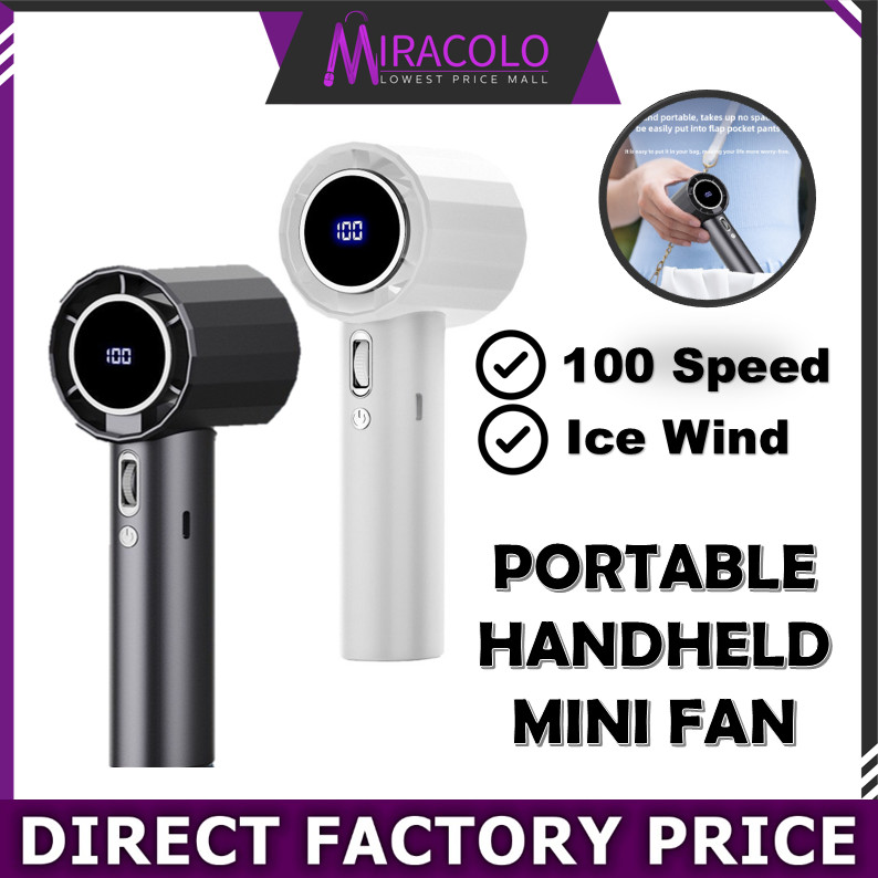 MIRA Kipas Tangan Mini 6000MAH Portable Handheld Small Steel Cannon Fan ...