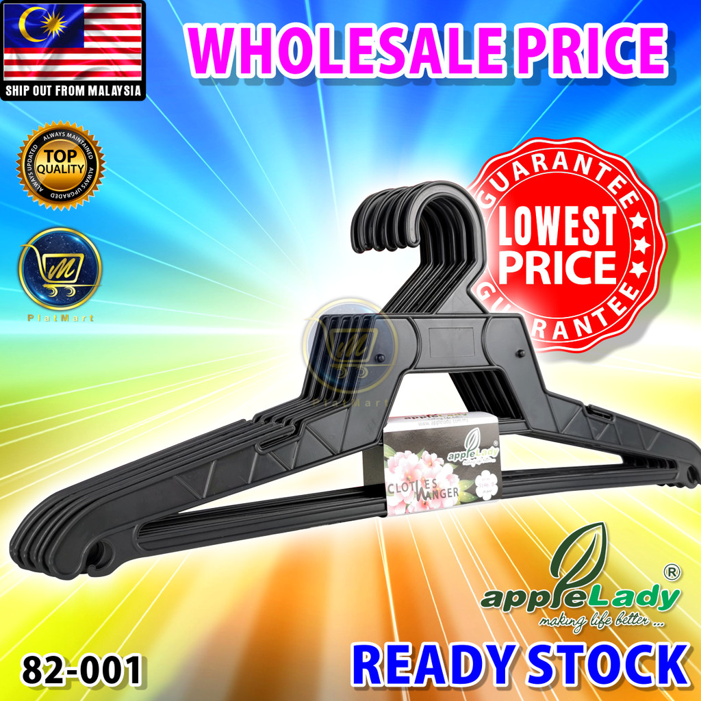 PlatMart - [READY STOCK] 72 / 144 PCS PP PLASTIC CLOTHES HANGER (BLACK ...