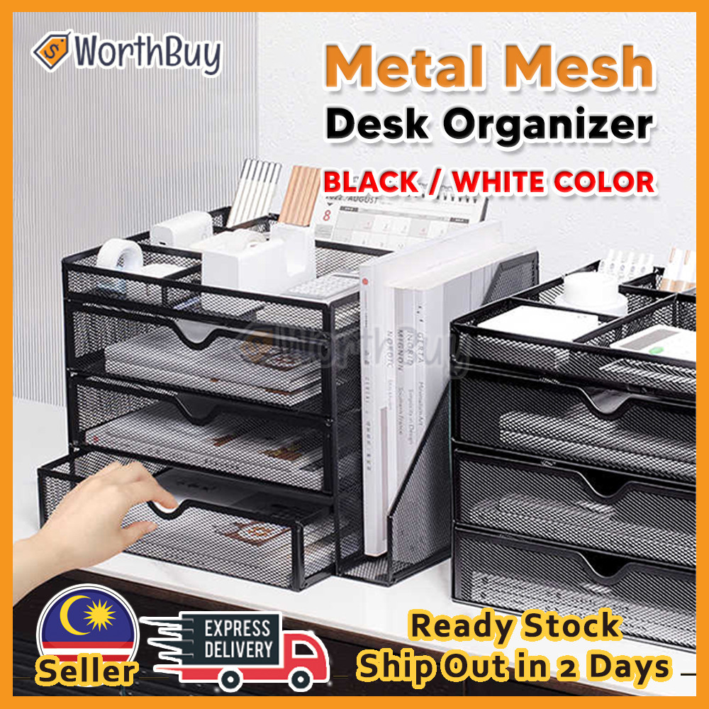 [4 Tier] Worthbuy Metal Desk Organizer Office Drawer Rack Stationery ...