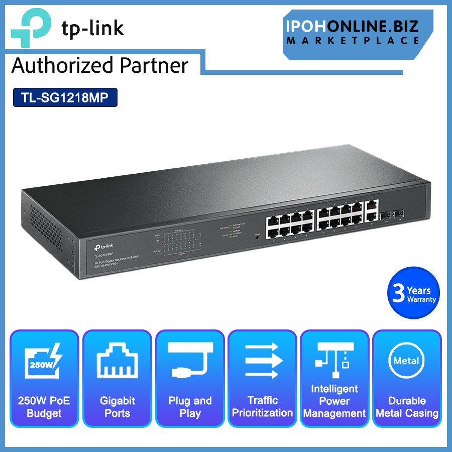 TP-Link TL-SG1218MP 18-Port Gigabit Rackmount Switch With 16-Port PoE+ ...