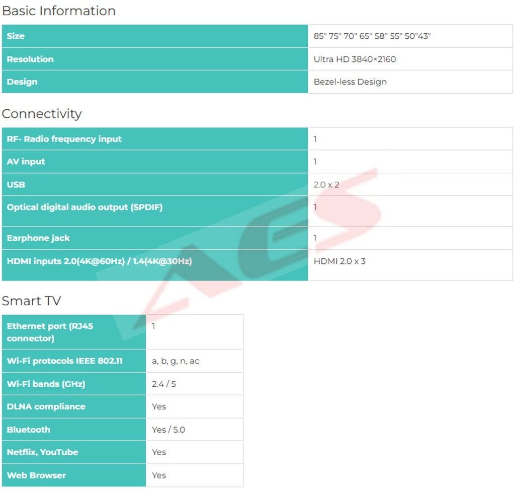 CAN SETUP HISENSE 85A6100N 85'' DOLBY VISION HDR PIXEL TUNING DTS ...