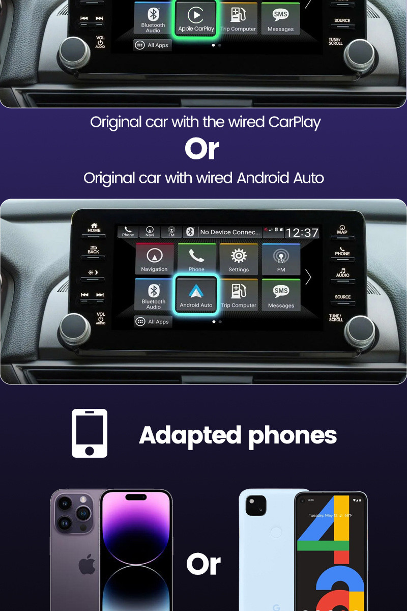 CarlinKit 5.0 Wired To Wireless Adapter Wireless Android Auto CarPlay Smart Car Box Bluetooth ...
