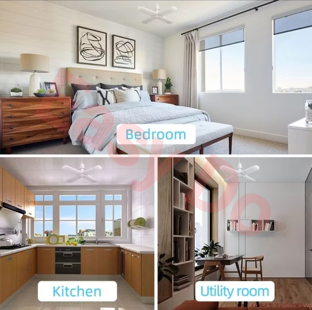45W 3Blade Super Brighter Ceiling Fan 90° Adjustable Fold-able Fan ...