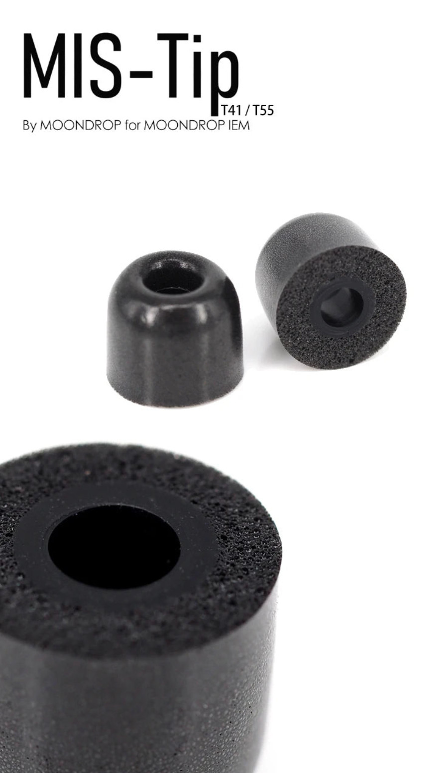 Moondrop MIS-Tip, T41/T55 Memory Foam Replacement Eartips: Premium Noise Isolation Ear Tips for ...
