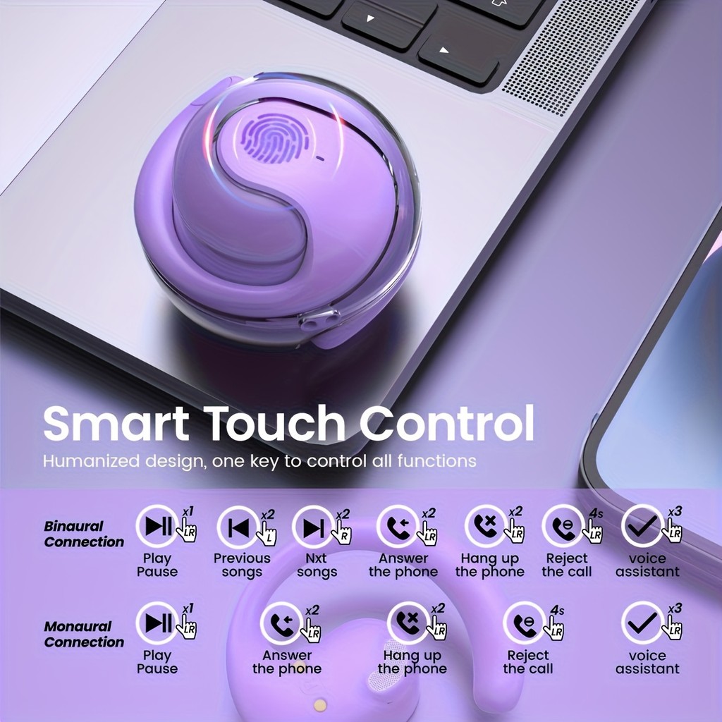 Wireless Earbud Headphones, Bluetooth 5.3, Touch Control, Low Latency ...