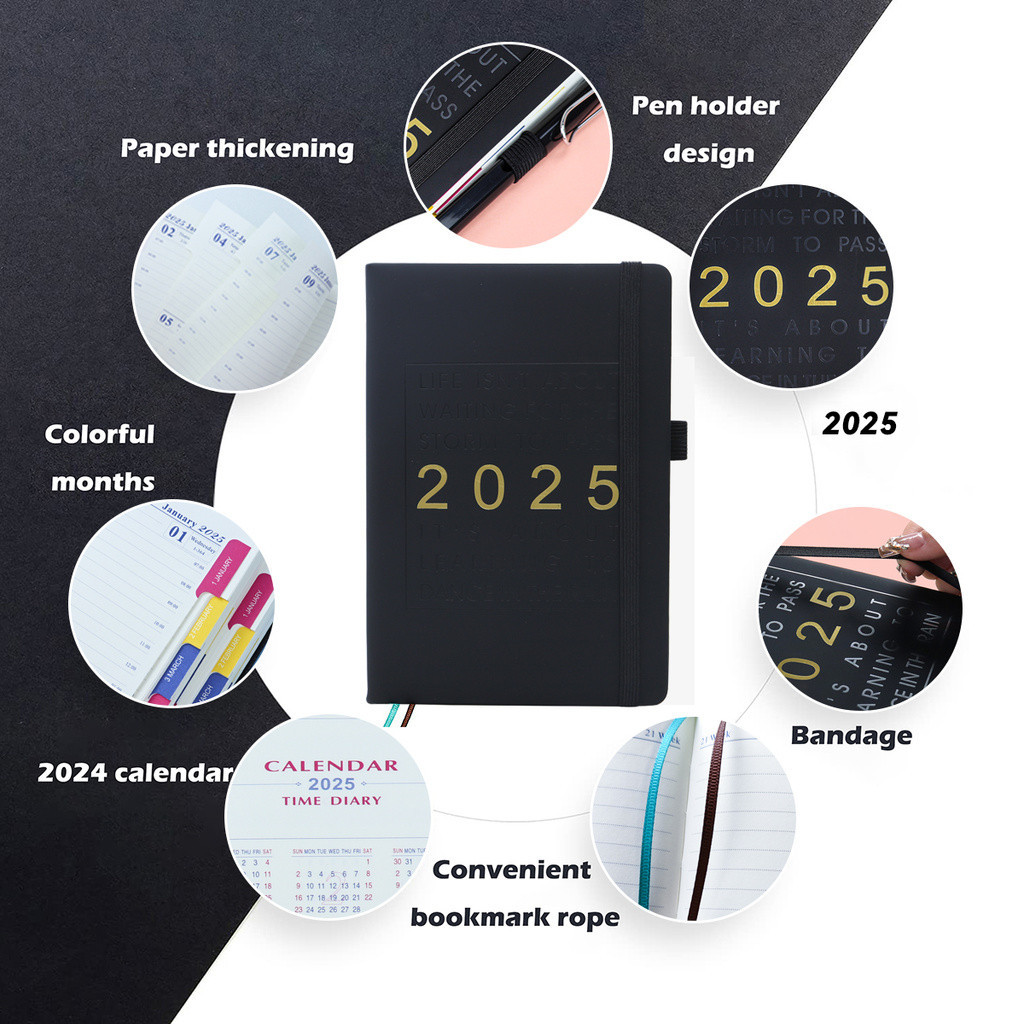 2025 Notepad Notebook High Quality PU Leather Monthly Weekly Daily ...