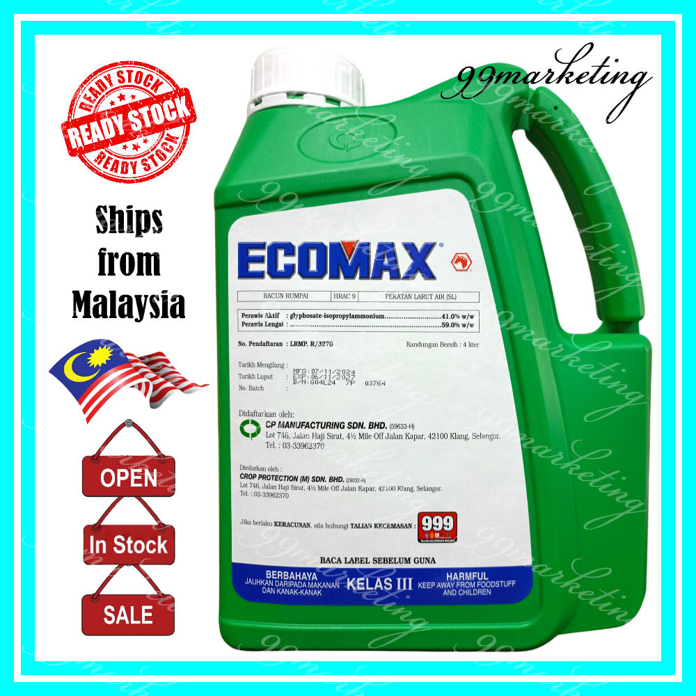 Crop Protection Ecomax 4L Glyphosate-Isopropylammonium 41% Racun Rumpai ...