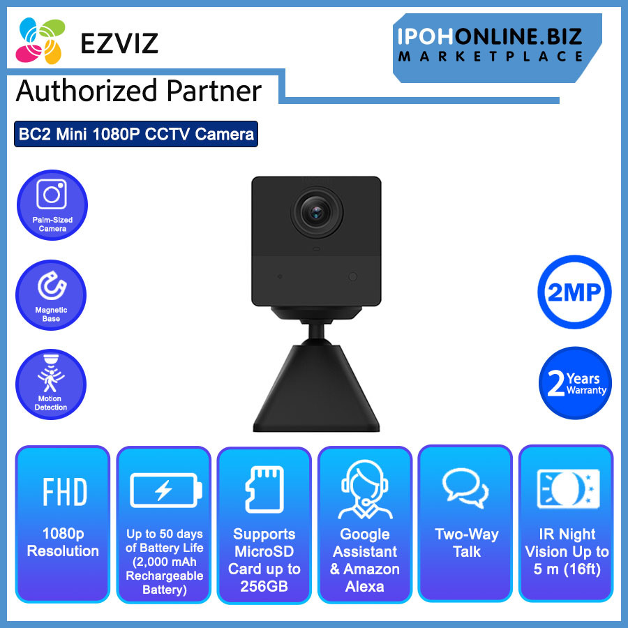 Ezviz BC2 Mini Battery Powered Rechargeable Wireless WiFi Full HD 1080P ...