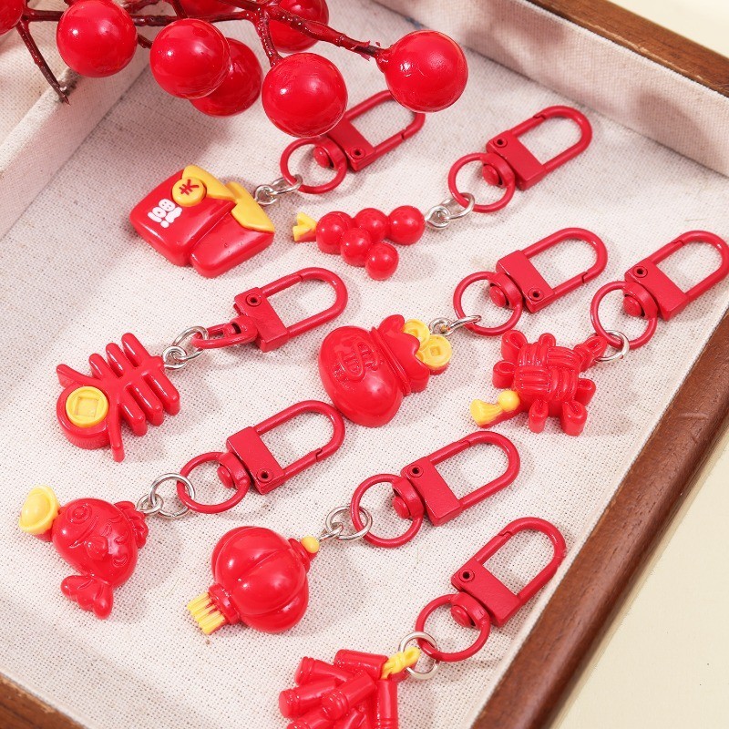 Chinese New Year Red Series Lucky Keychain Creative Red Packet Lantern ...