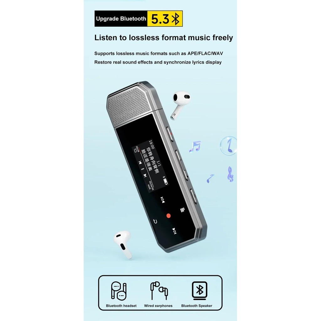 RUIZU X80 USB MP3 Player Mini 64GB Touch Key Bluetooth 5.3 Sports Clip ...
