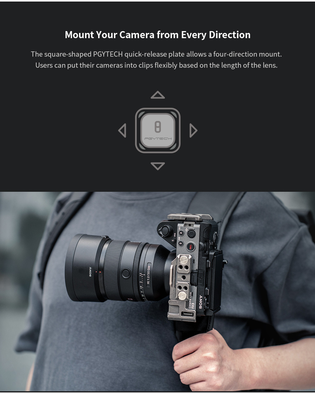 PGYTECH Beetle Camera Clip For Gopro/DJI/Insta 360 Shoulder Hanging ...