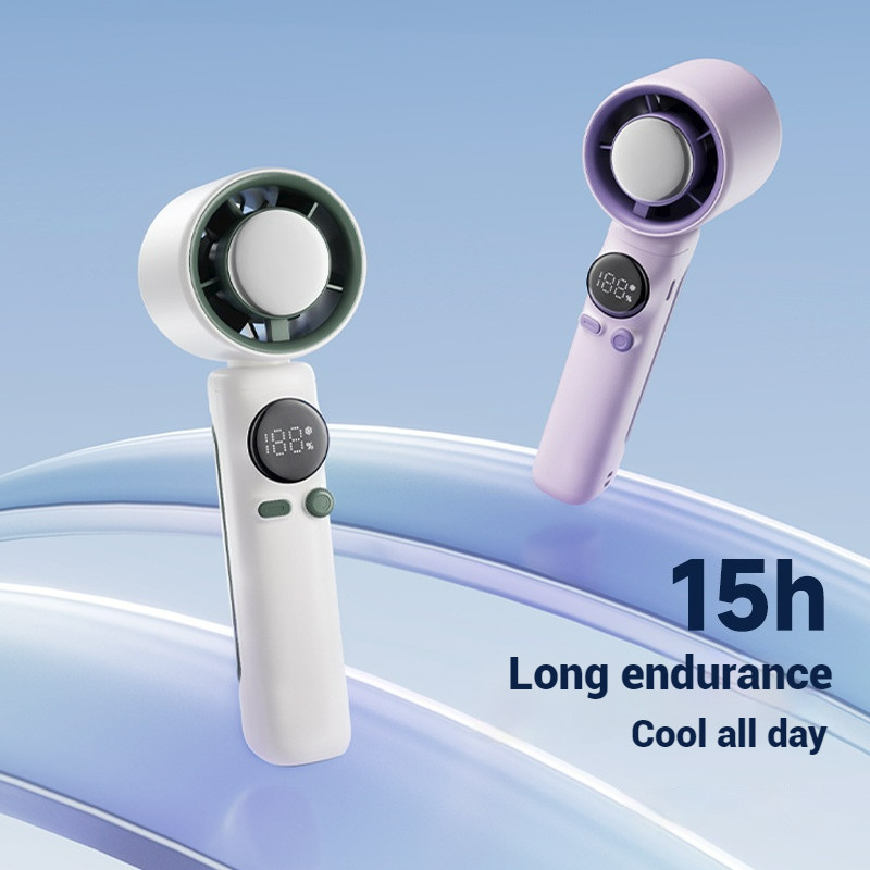 [120 Speed] Kipas Mini LED Digital Display Hand Fan Strong Wind Usb ...