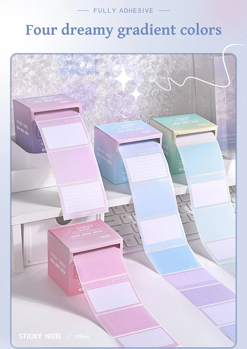 Pull-Out Sticky Notes Box 256 Sheets Full Adhesive Tearable Writable ...