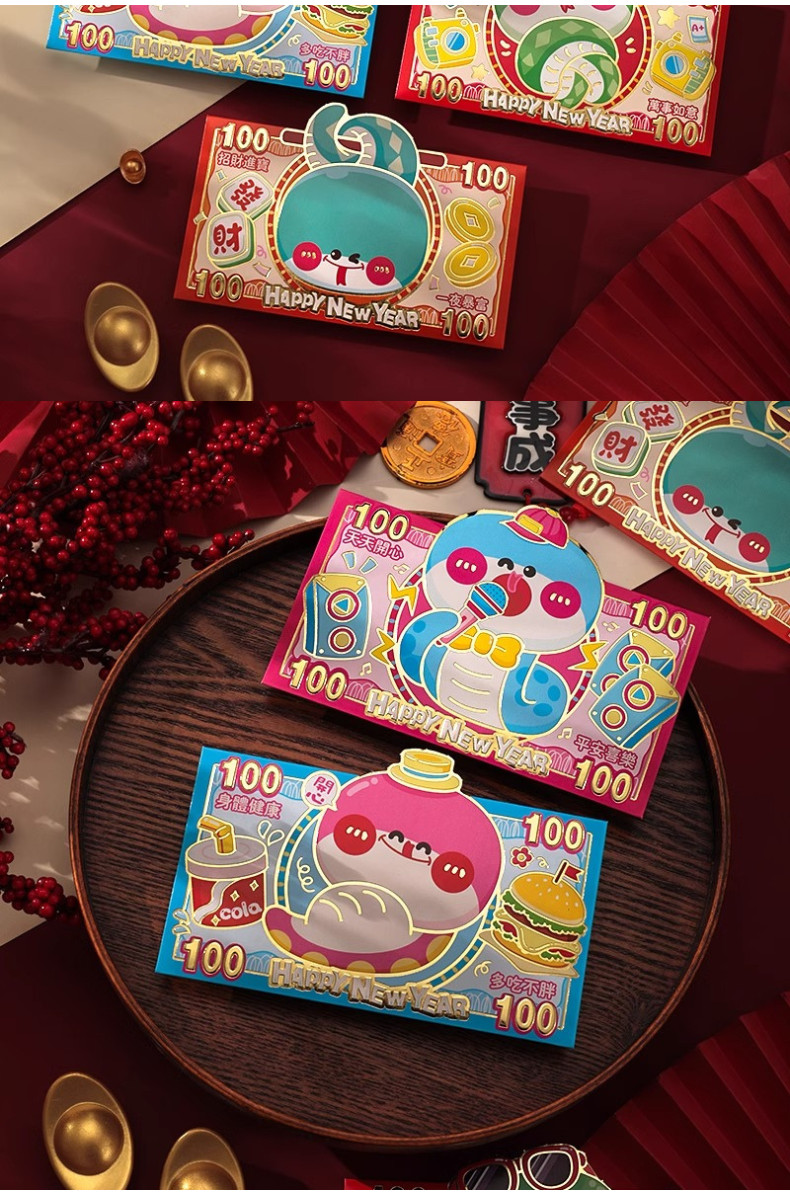 2025 Angpao Red Envelope Snake CNY Chinese New Years 3D Shape Return ...