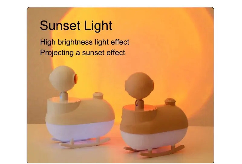 Moisturizing Mini Heavy Fog Humidifier with Sunset Light for Daily Use ...