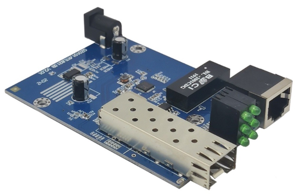 Fiber Optical media converter 1 port sfp to 1 rj45 gigabit optical fiber ethernet Qualcomm chip ...