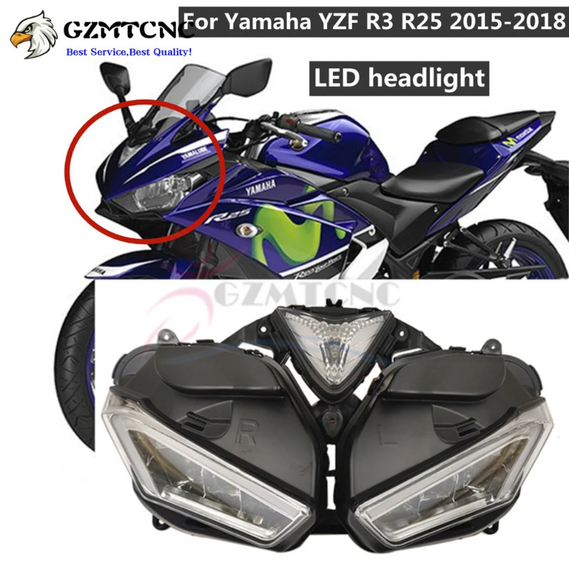 LED Head Light for Yamaha YZF R3 R25 2013-2018 YZF-R3 YZF-R25 Headlight ...