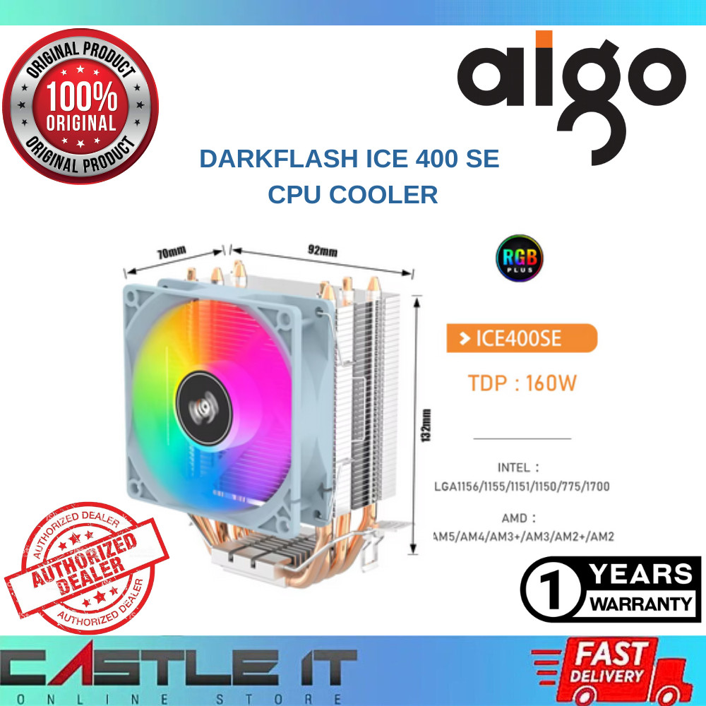 Aigo DarkFlash ICE 400 SE CPU Cooler High-Performance RGB Cooling Intel ...