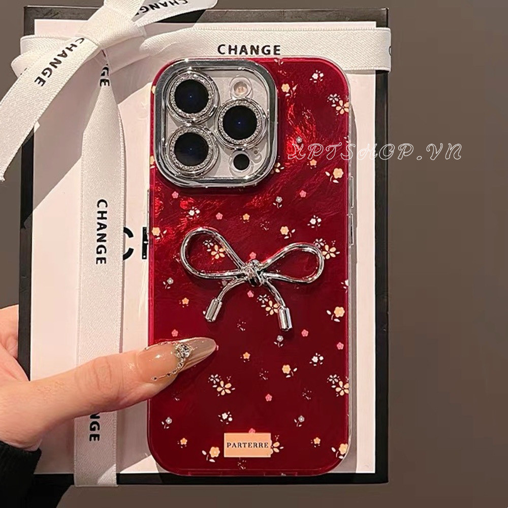 Stereoscopic Bowknot With Glitter Lens Film Acrylic Phone Case For ...