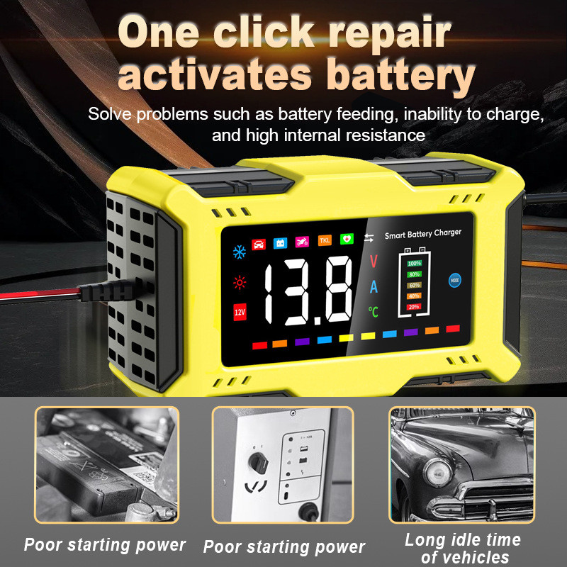 12V 6A Charger Bateri Kereta Car Battery Charger Cas Bateri Motor ...