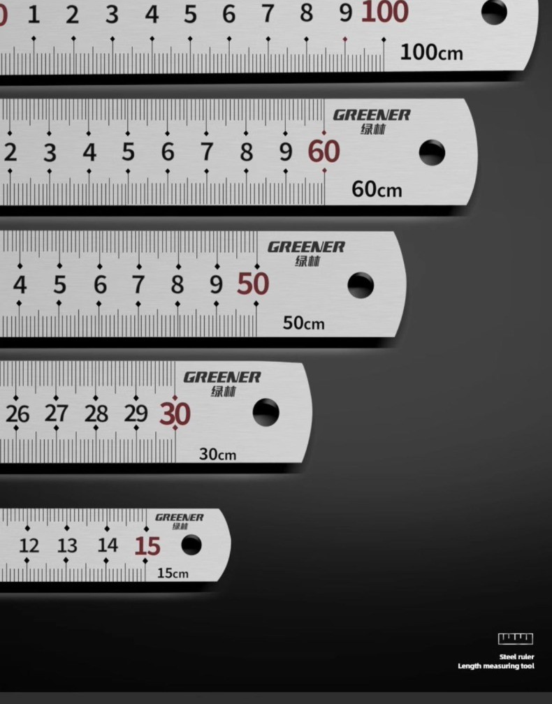 Steel Ruler Thickened Hard Rigid Board Rulers 15/30/50cm Long Ruler ...