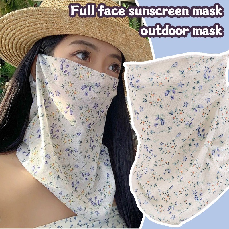 Flower Pattern Face Mask - Neck Protection, Breathable, Anti-UV ...