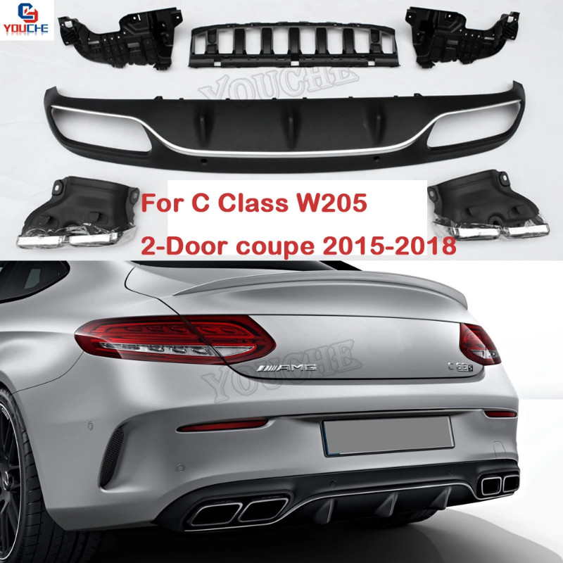 W205 AMG Style Rear Bumper Diffuser Lip For Mercedes Benz W205 Coupe ...