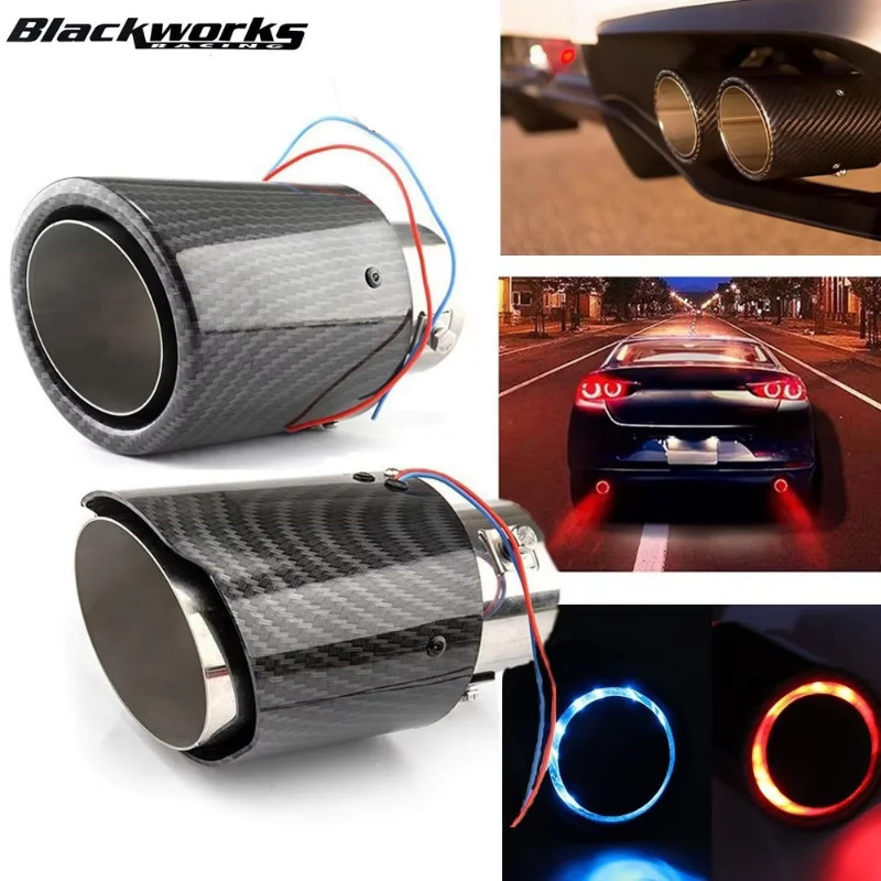 Universal Car Modified Exhaust Muffler Tip Pipe LED Red/Blue Light ...