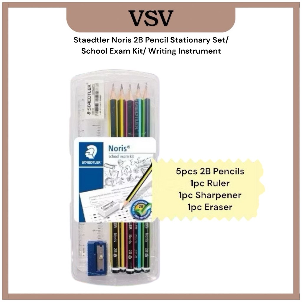 Staedtler Noris 118 2B Pencil Stationary Set/ School Exam Kit/ Writing ...