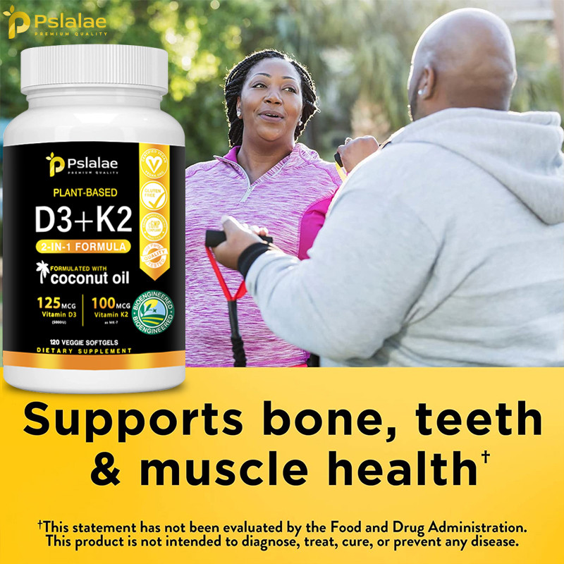 Pslalae Vitamin D3 K2 Auxiliary agents Bone and Heart Health Non-GMO ...