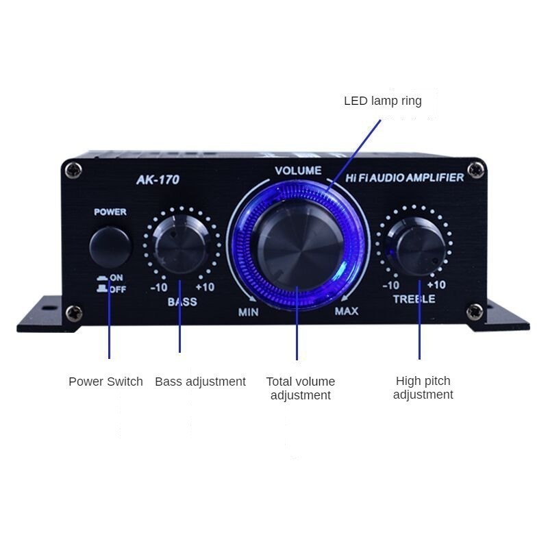 AK-170 Car HIFI Audio Amplifier 12V Small Portable Stereo Amplifier ...