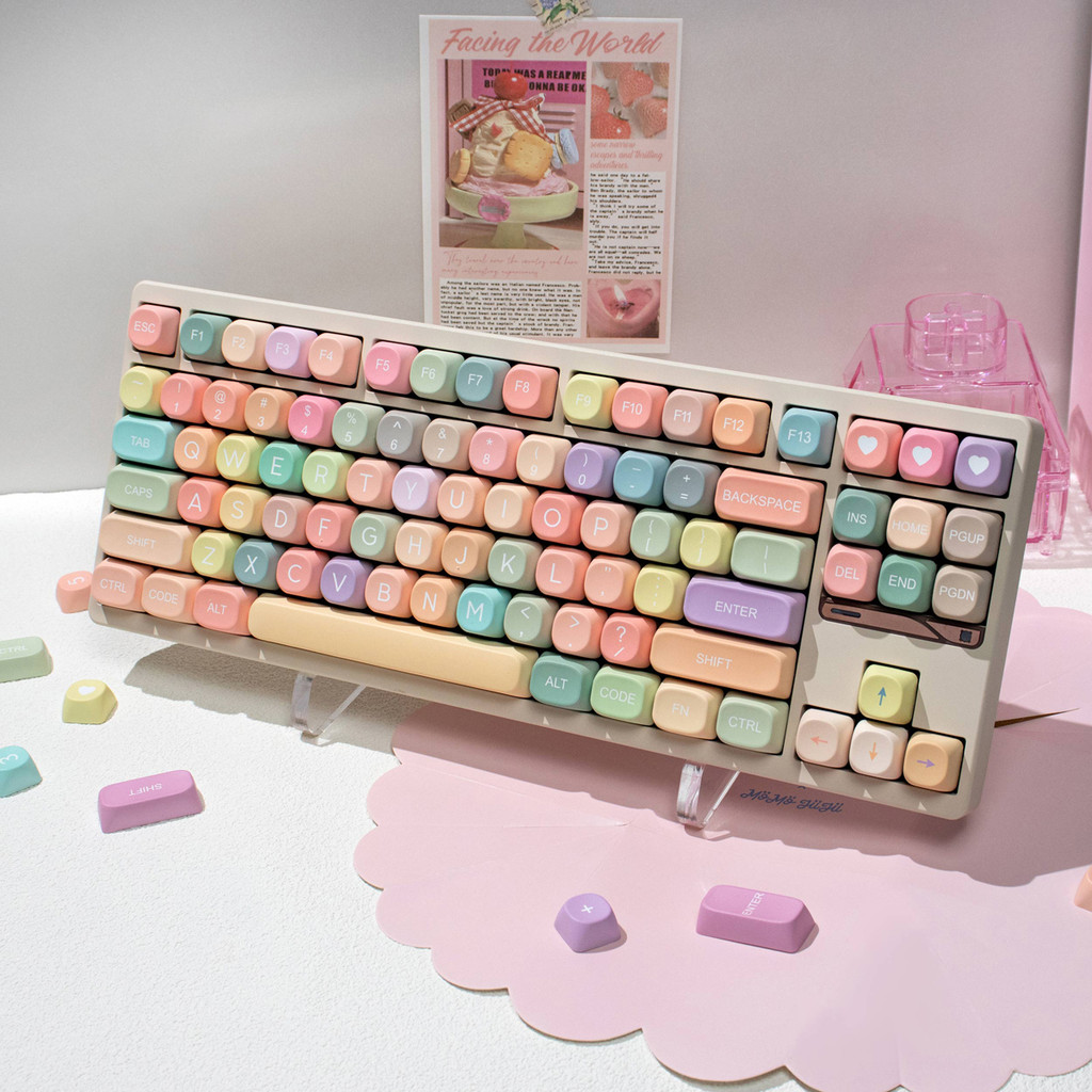 Rainbow MOA Profile Keycaps 126 Keys Cute Candy colorful PBT Keycap set ...