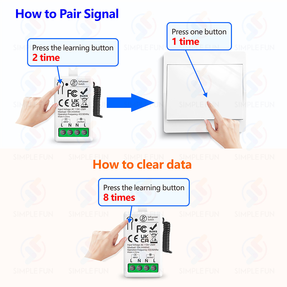 Mini Wireless Remote Control Light Switch 110V 220V 230V No Battery ...