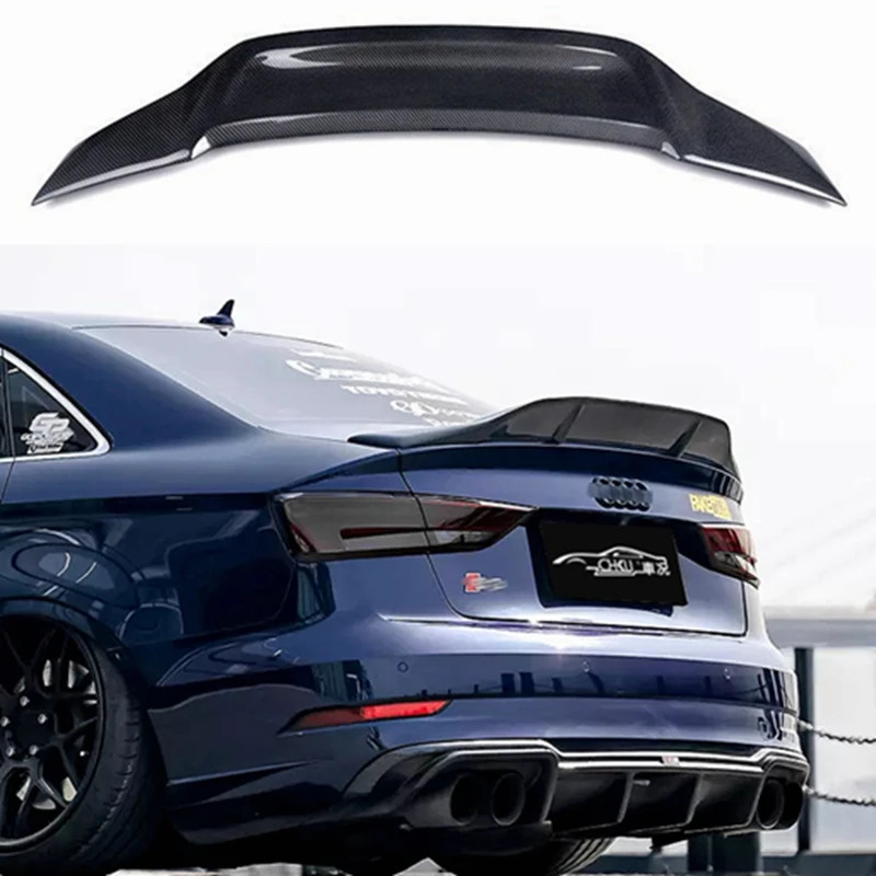 R STYLE REAL CARBON FIBER REAR TAIL WING TRUNK LIP SPOILER FOR Audi A3 ...