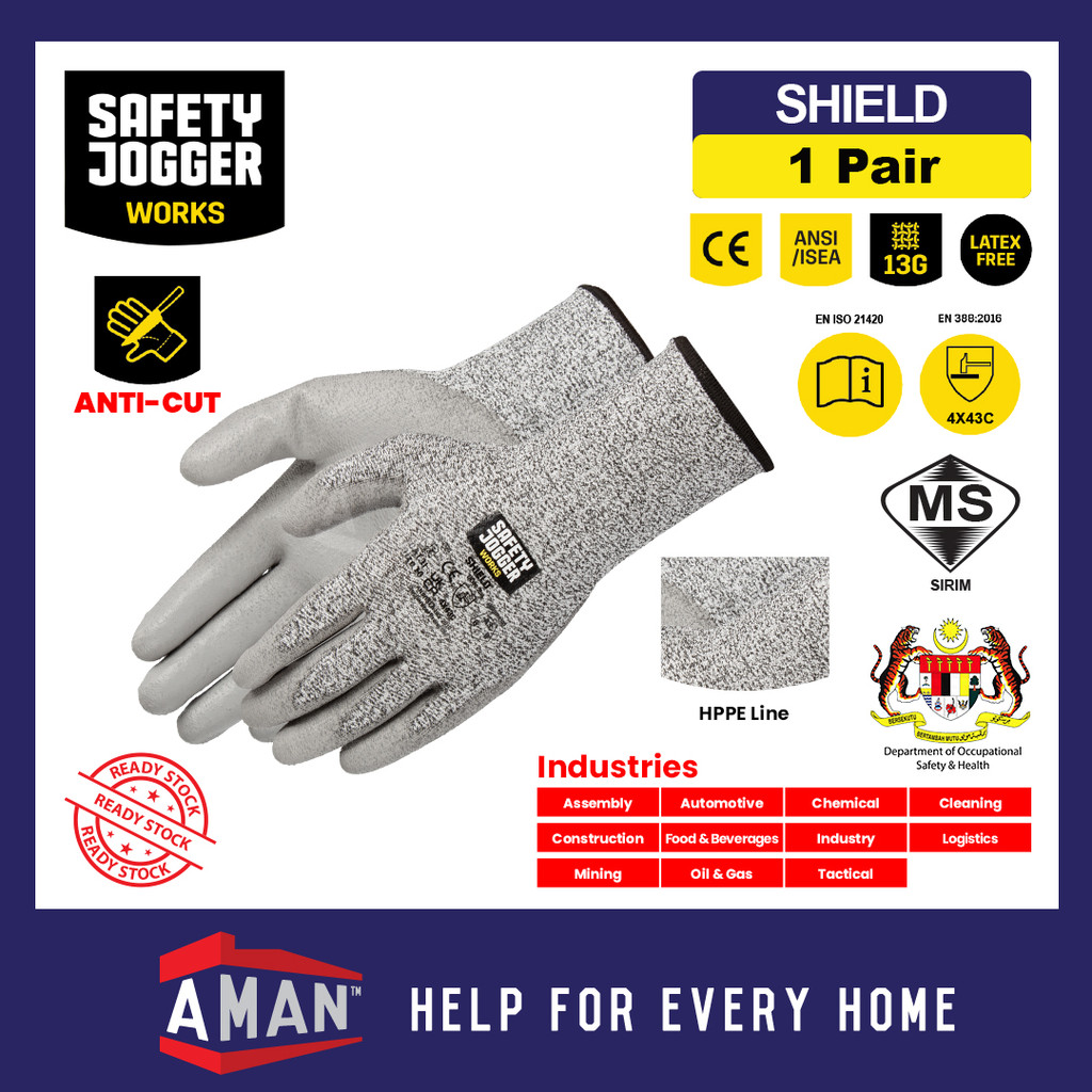 SAFETY JOGGER Shield Anti Cut PU Coating High Quality Industrial ...