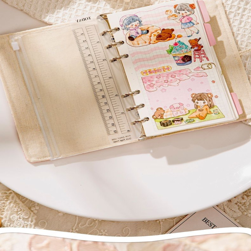Pink Fabric Loose-Leaf Handbook A5A6 Diary Handbook Cute Notepad ...