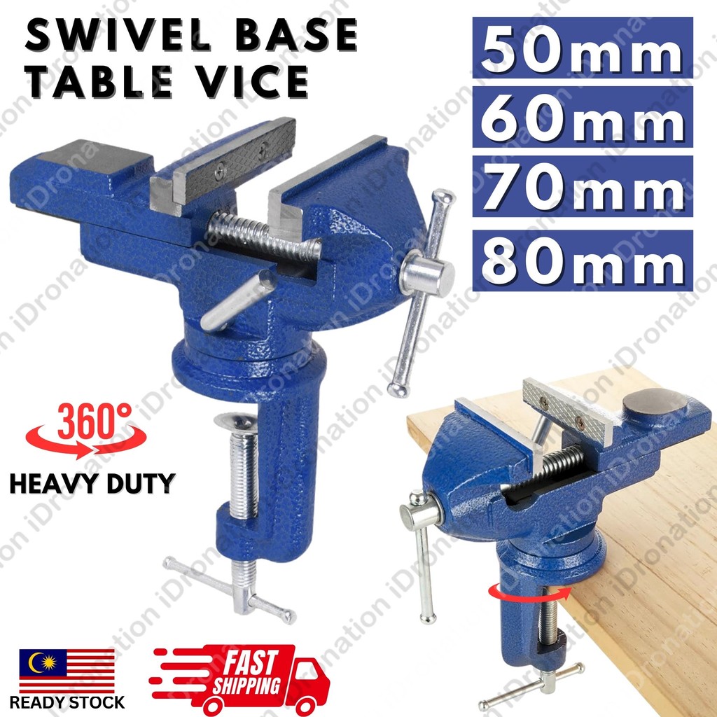 360 Large Heavy Duty Universal Swivel Base Desk Bench Table Vice Clamp ...