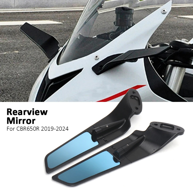CNC Aluminum Motorcycle Rear View Mirrors Blue Anti-glare Mirror For ...