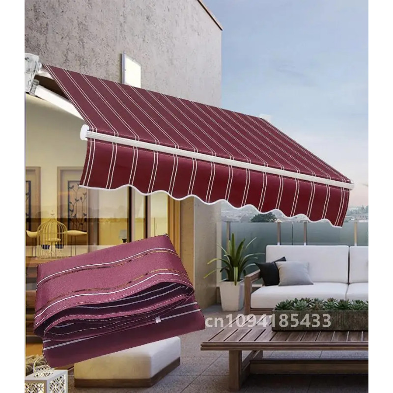 Outdoor Retractable Fold Telescopic Awnings Claret+White Balcony ...