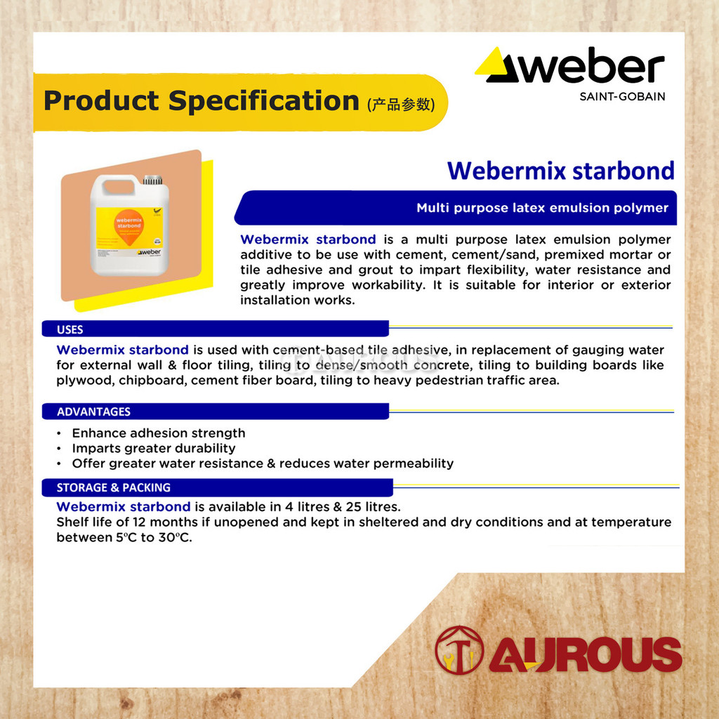 WEBER WEBERMIX STARBOND ADMIX SUSU FOR GENERAL PURPOSE LATEX ADMIXTURE ...