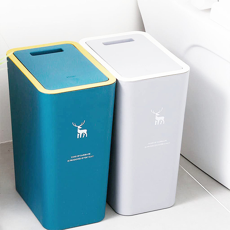 10/15L Portable Rectangular Rubbish Garbage Bin Press Type Pop-Up Lid ...