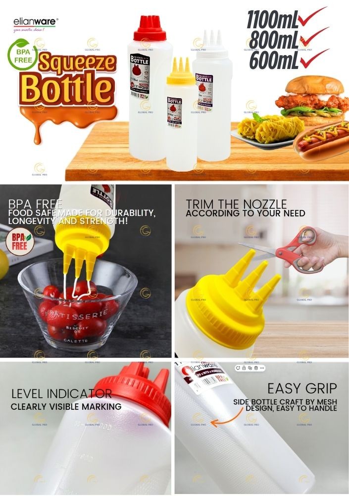 ELIANWARE Squeeze Bottle Acuan Roti Jala BPA Free Sos Cili Mayonis ...
