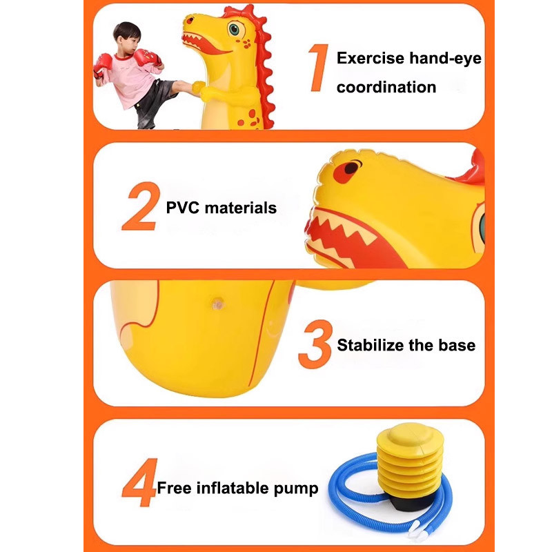 Kids Inflatable Boxing Kids Toys Dinosaur Tumbler Toys with Pump ...