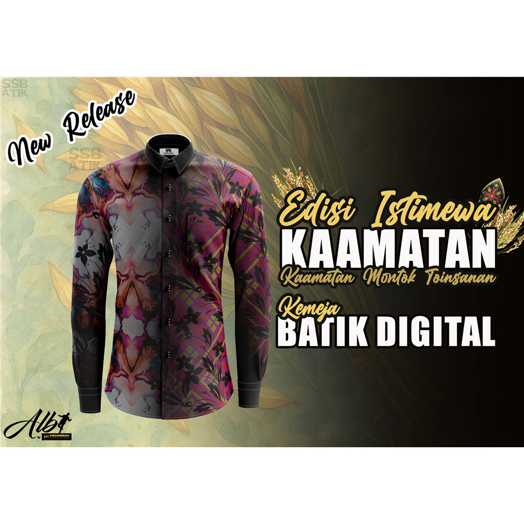 Baju Kemeja Kaamatan Print Corak Etnik Borneo Baju Kaamatan Berkolar ...